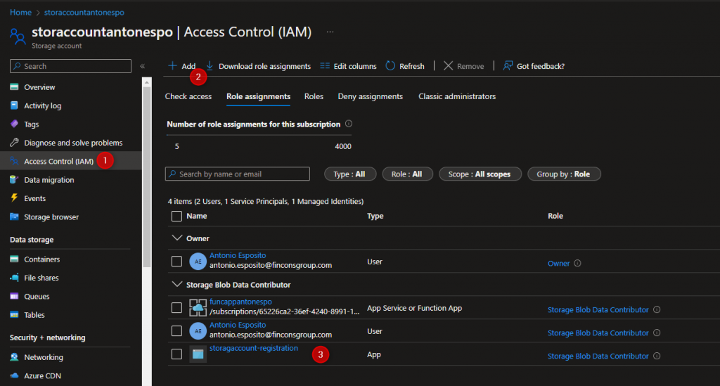 Authenticate Azure Function to Azure Storage Account using Managed Identity or application ...